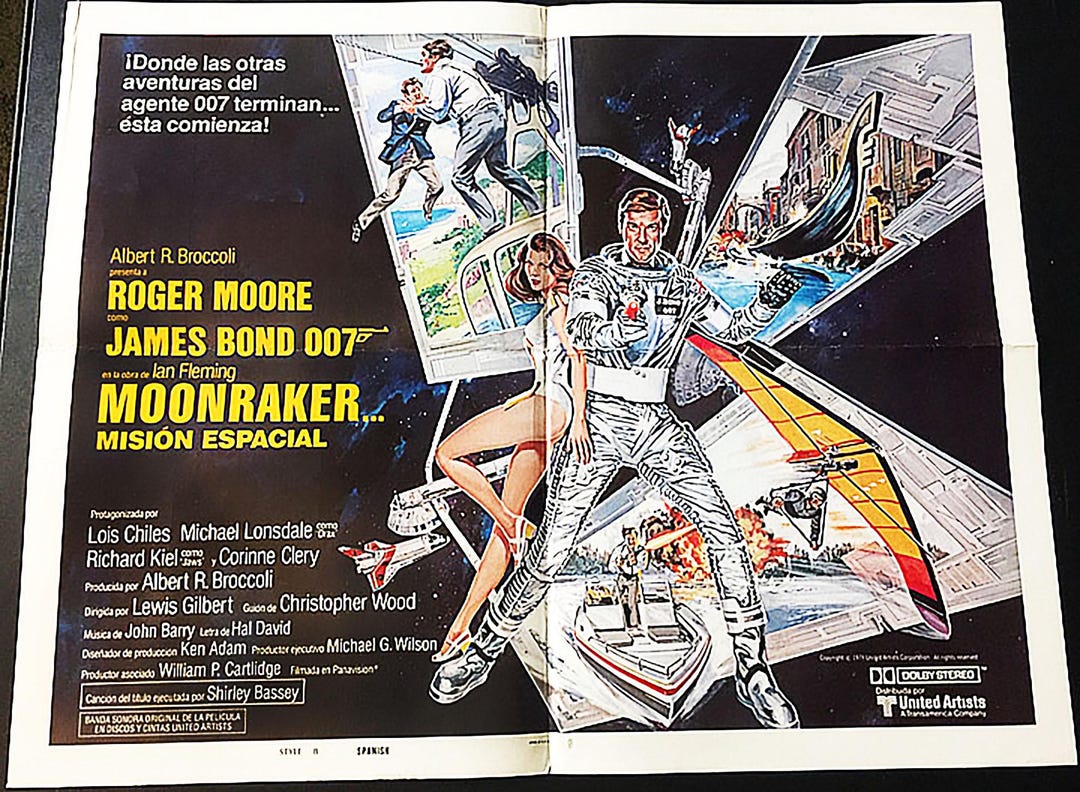 MOONRAKER! '79 Oger Moore 007 Rare as Heck James Bond Original SPANISH ...