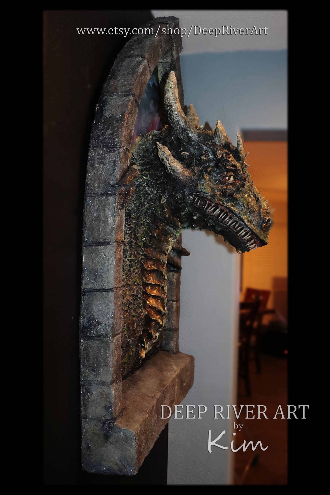 Dragon Window // 3D Sculpture Artwork, 4 Ft Mystical and Magical, Game ...