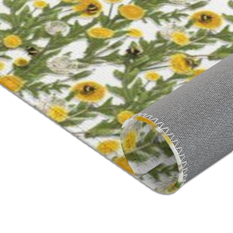 Honey Bee Dandelion Rug Yellow Flower Nursery Bumblebee Area - Etsy