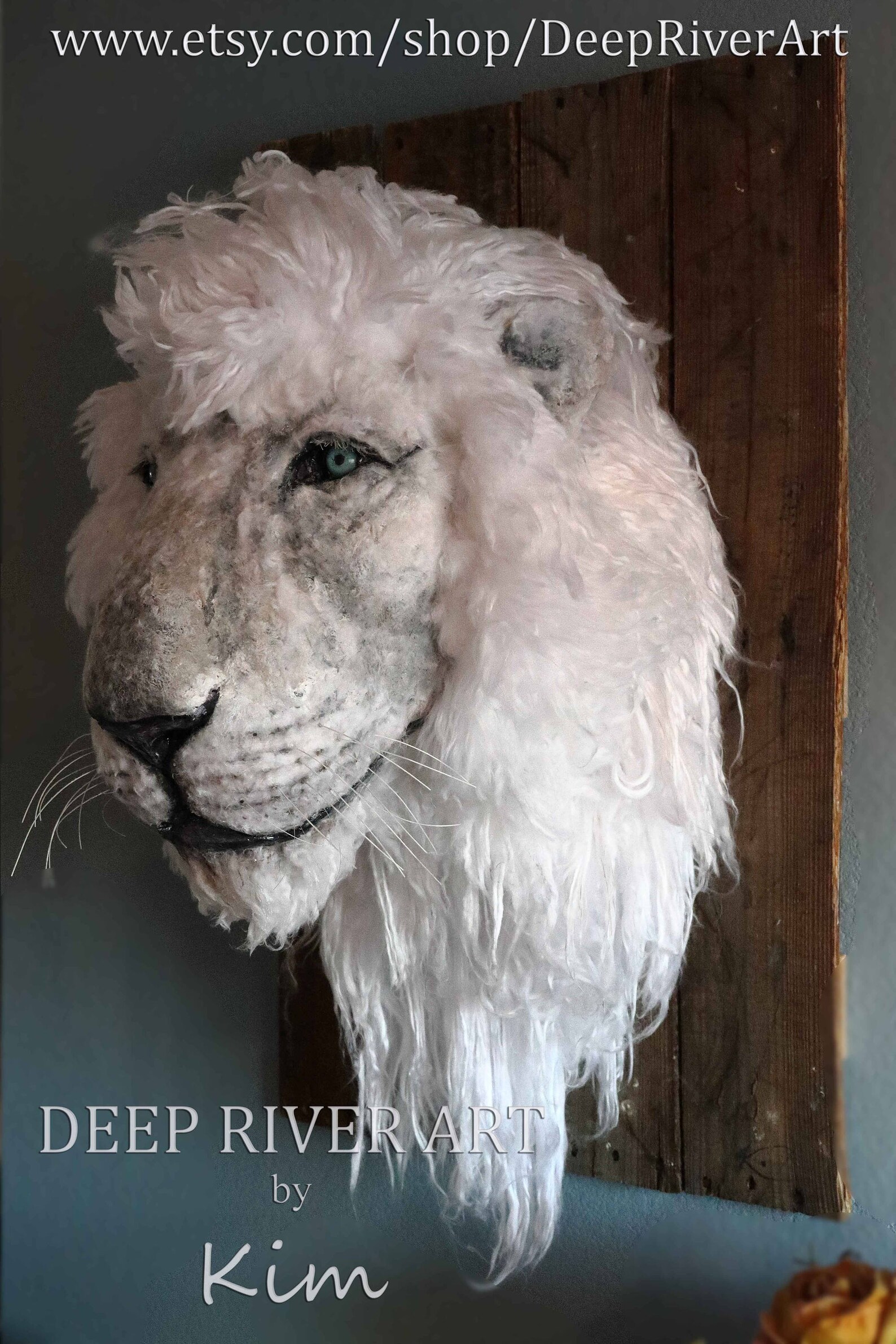 White Faux Lion Head Wall Mount Sculpture, Life-size, Huge 3 Ft Wall ...