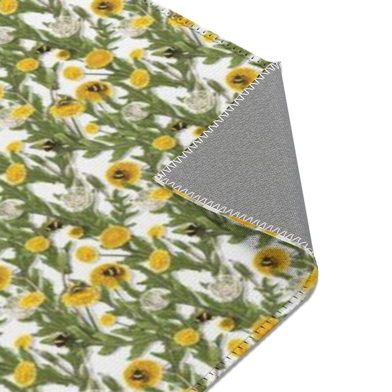 Honey Bee Dandelion Rug Yellow Flower Nursery Bumblebee Area - Etsy