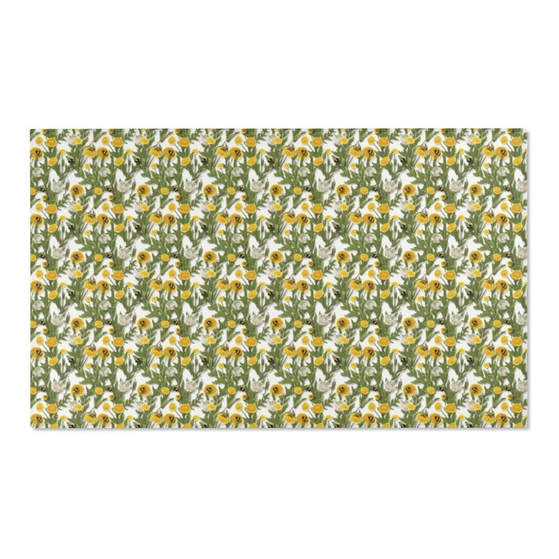 Honey Bee Dandelion Rug Yellow Flower Nursery Bumblebee Area - Etsy