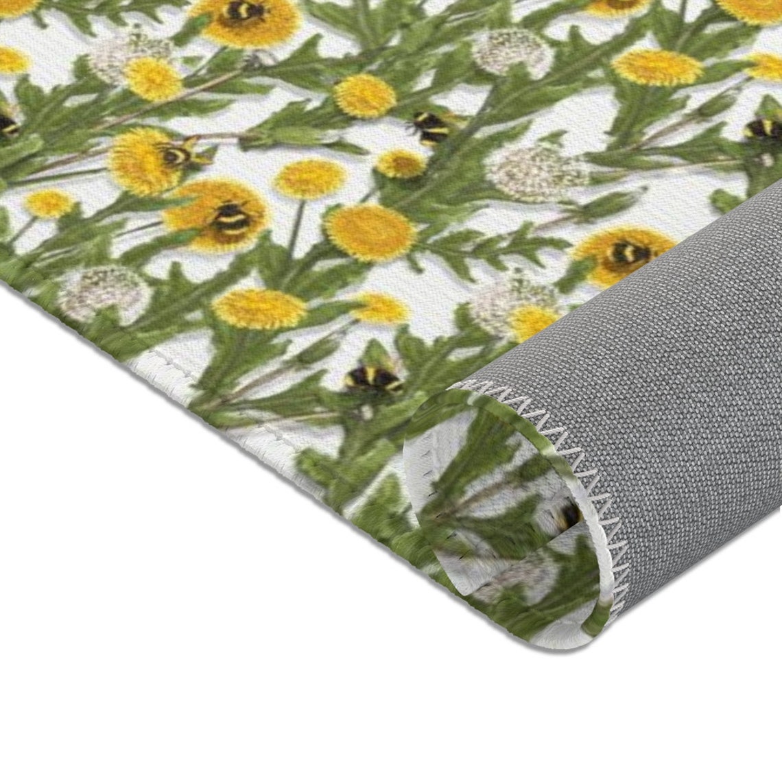 Honey Bee Dandelion Rug, Yellow Flower Nursery, Bumblebee Area Rug ...
