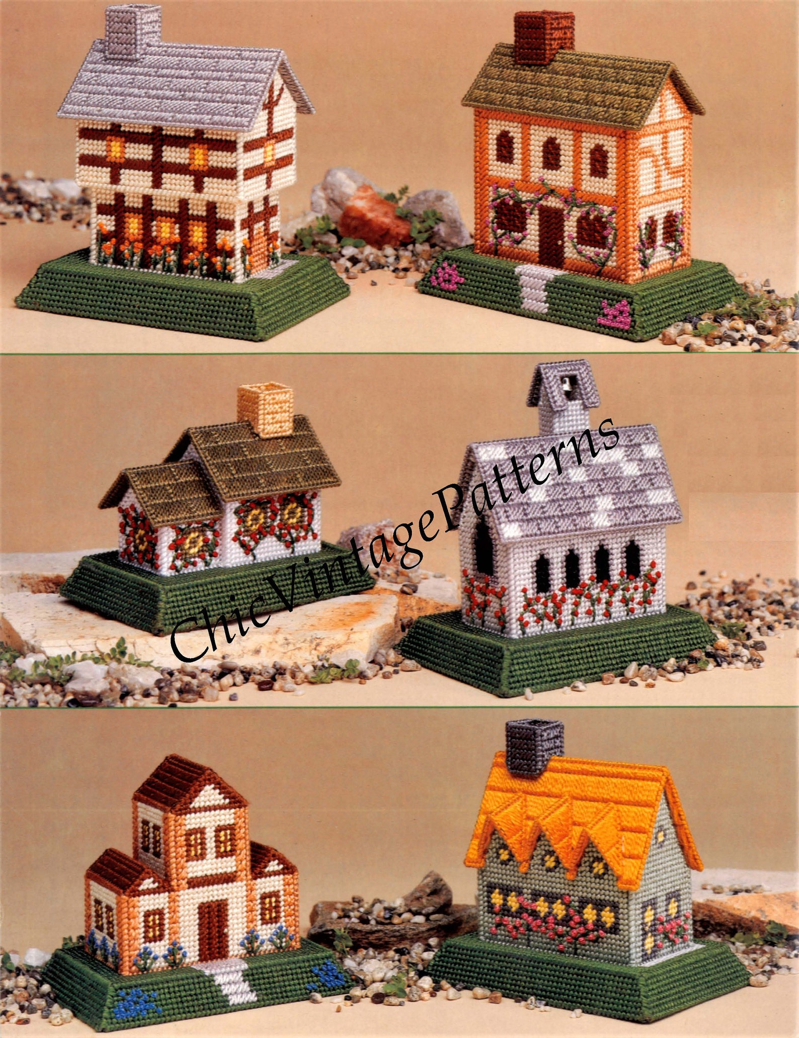 Plastic Canvas English Cottages Pattern, Home Decor, Instant Download ...