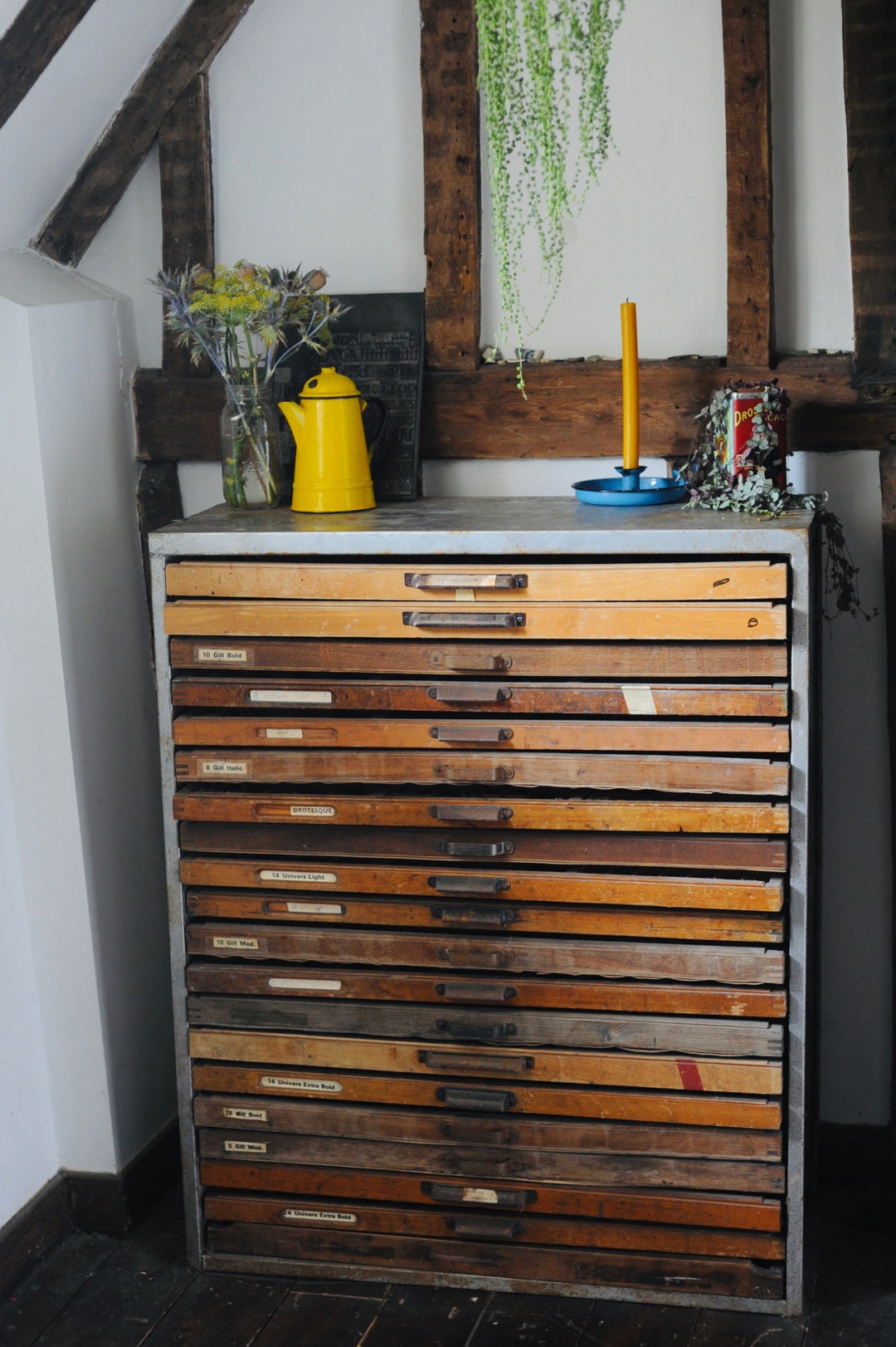 Rare Antique Letterpress Printers Cabinet. Vintage Hamilton Typeset ...