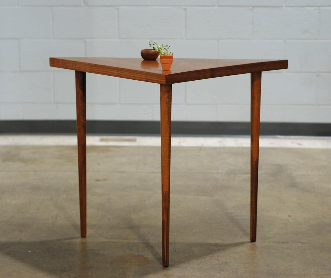 Restored Mid-century Walnut Triangular Accent Table - Etsy
