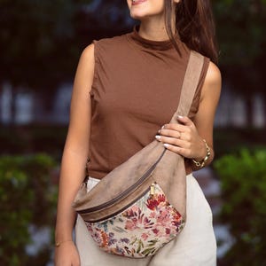 Festival Waist Bag for Women With Impressionist Flowers, Large Fanny ...