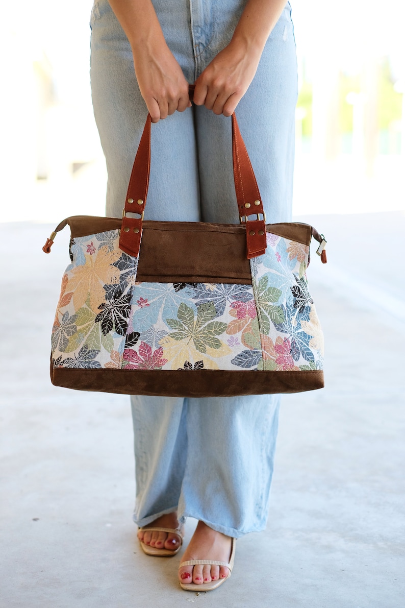 Cute Weekender Bag With Colorful Leaves Canvas Duffle Bag for - Etsy