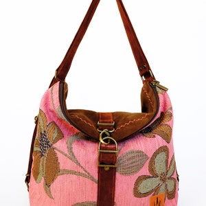 Rose Boho Backpack Women Convertible Bag, Floral Corduroy Bag ...