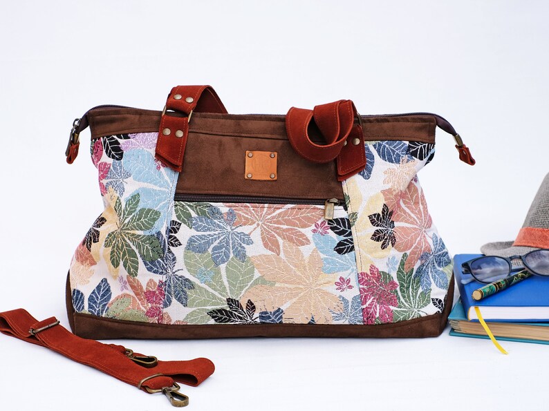Cute Weekender Bag With Colorful Leaves Canvas Duffle Bag for - Etsy
