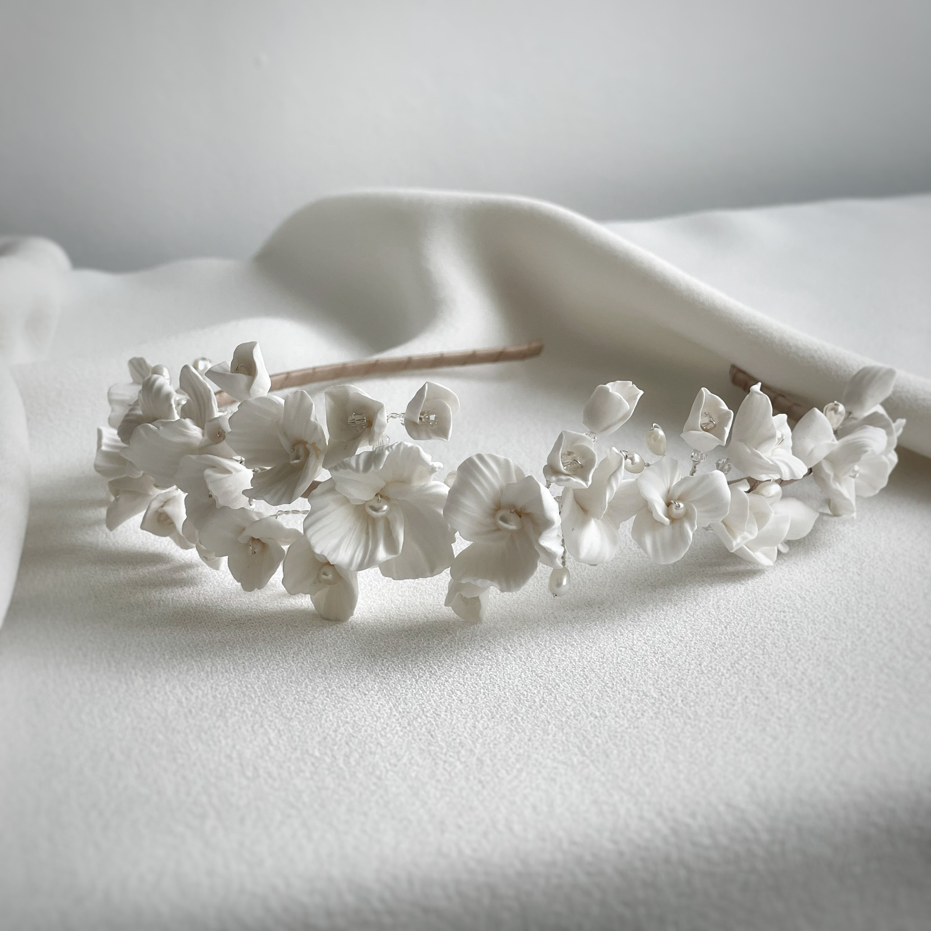 Floral Tiara, Clay Flowers Tiara, Floral Headpiece, Bridal Headpiece ...