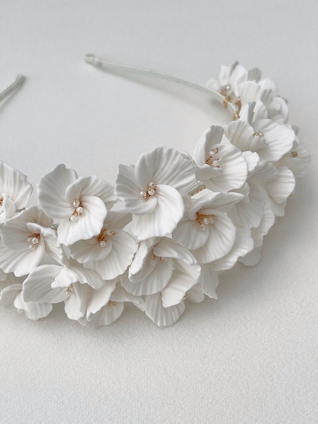 Floral Tiara, Clay Flowers Tiara, Floral Headpiece, Bridal Headpiece ...