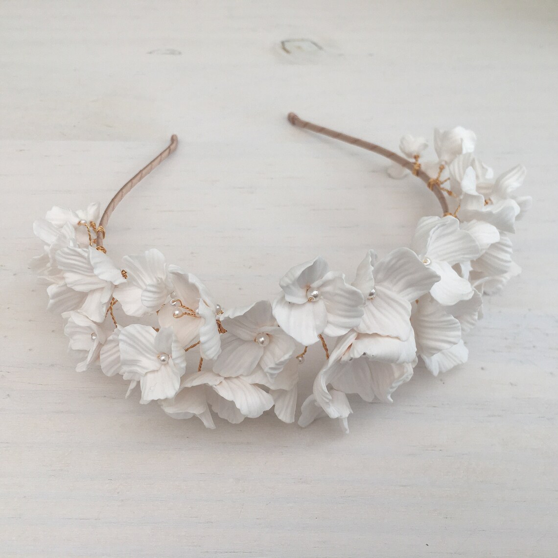 Clay Flowers Tiara Floral Headpiece Bridal Headpiece Bridal - Etsy
