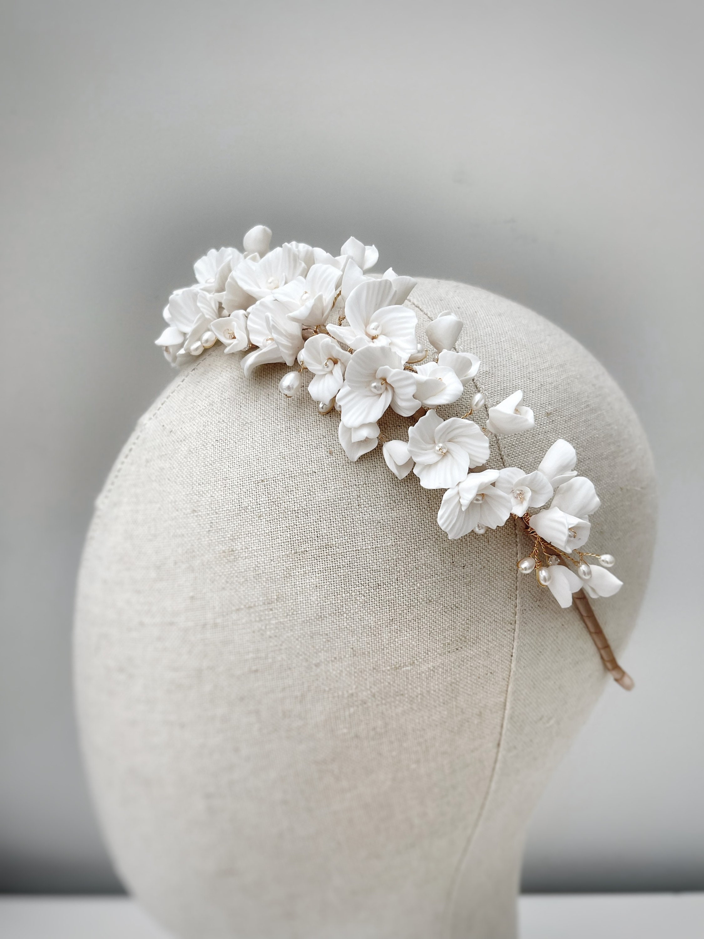 Floral Tiara, Clay Flowers Tiara, Floral Headpiece, Bridal Headpiece ...