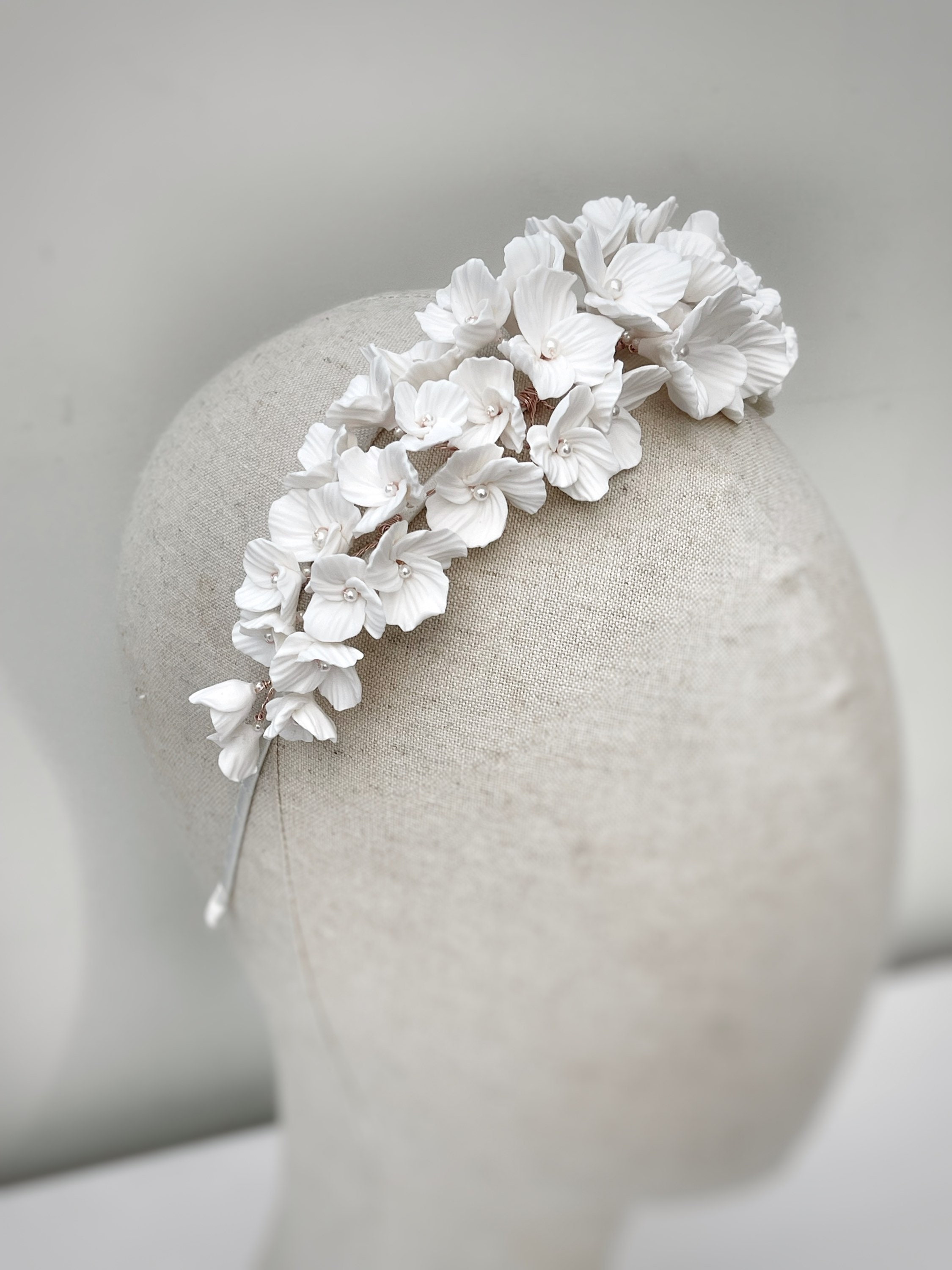Clay Flowers Tiara, Floral Headpiece, Bridal Headpiece, Bridal Headband ...