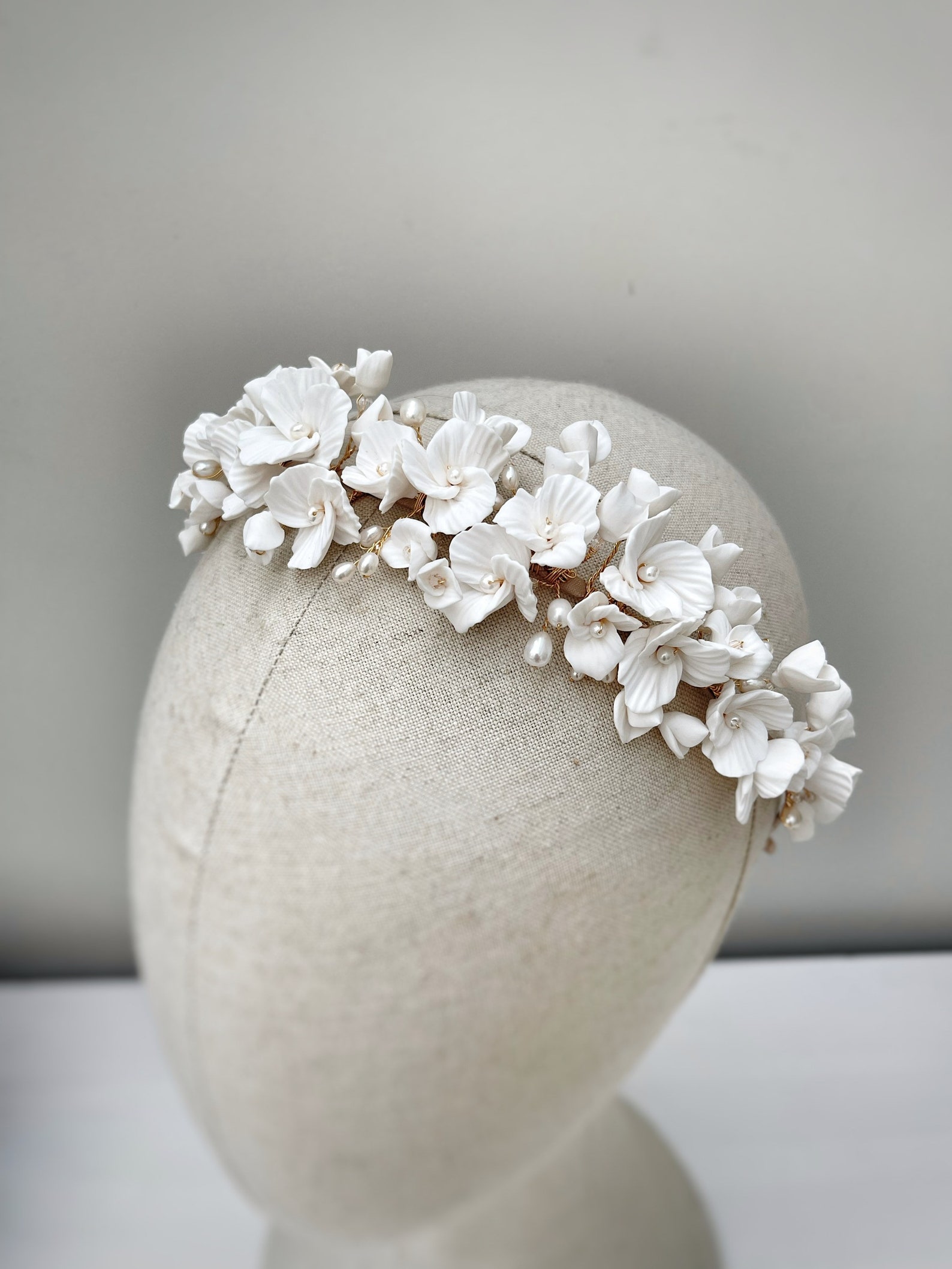 Floral Tiara, Clay Flowers Tiara, Floral Headpiece, Bridal Headpiece ...