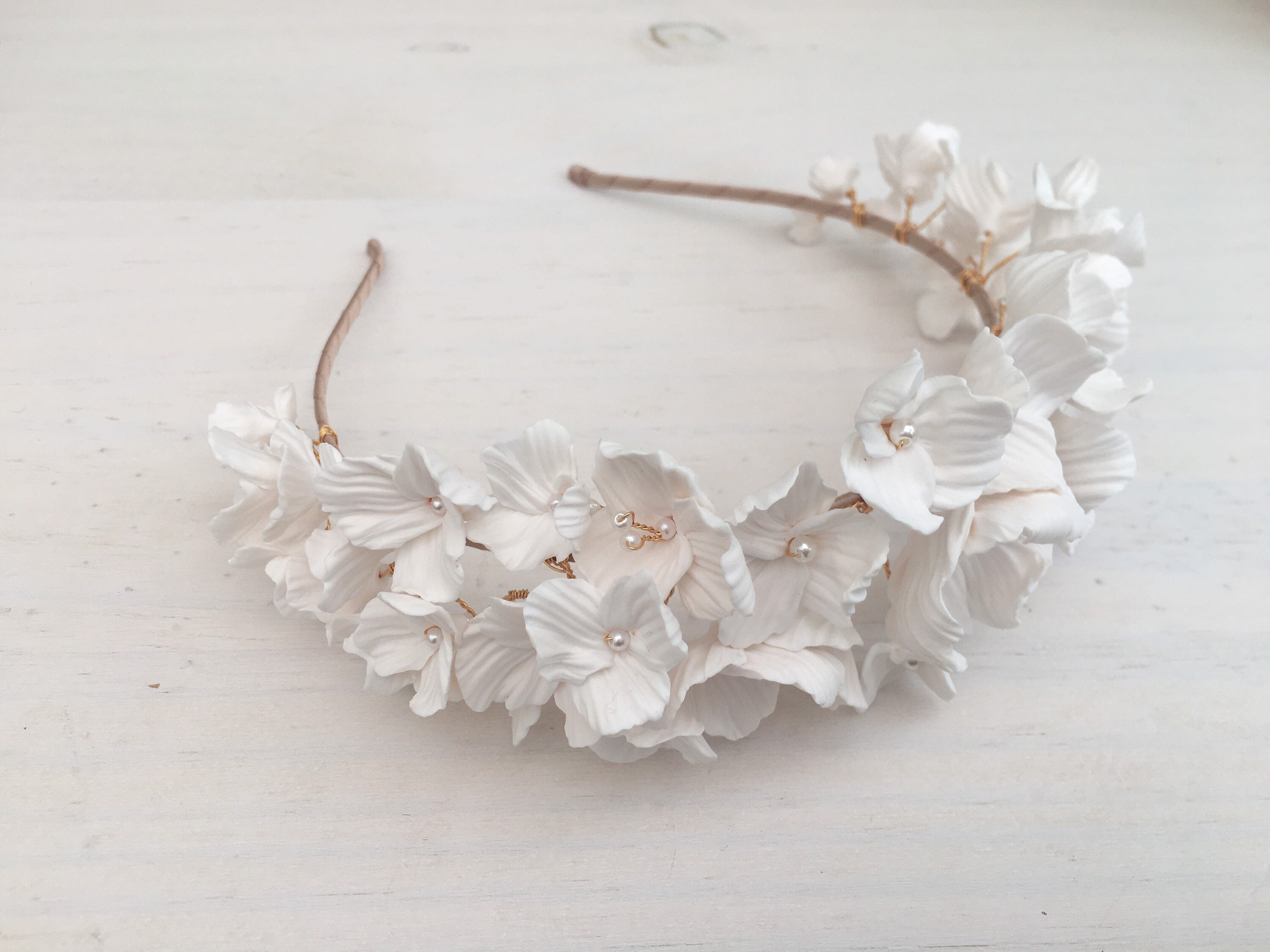 Clay Flowers Tiara Floral Headpiece Bridal Headpiece Bridal - Etsy