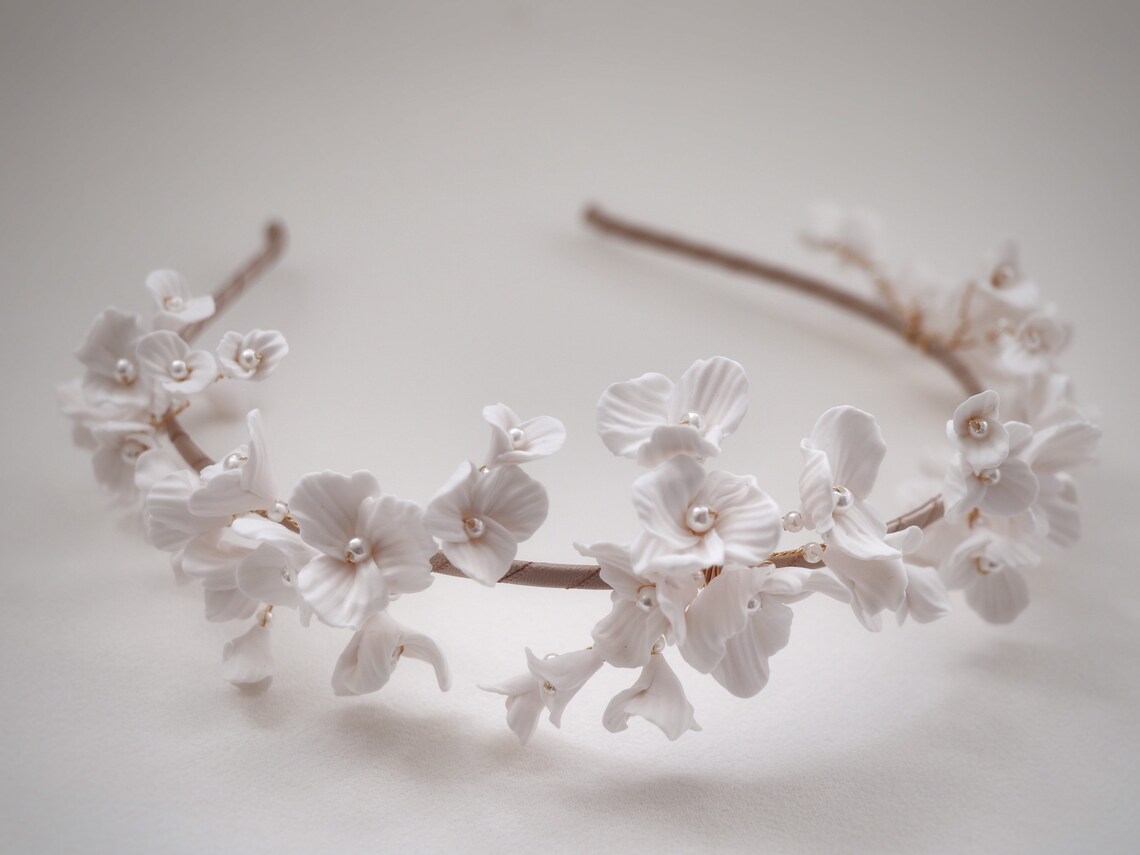 Clay Flowers Tiara Floral Headpiece Bridal Headpiece Bridal - Etsy UK