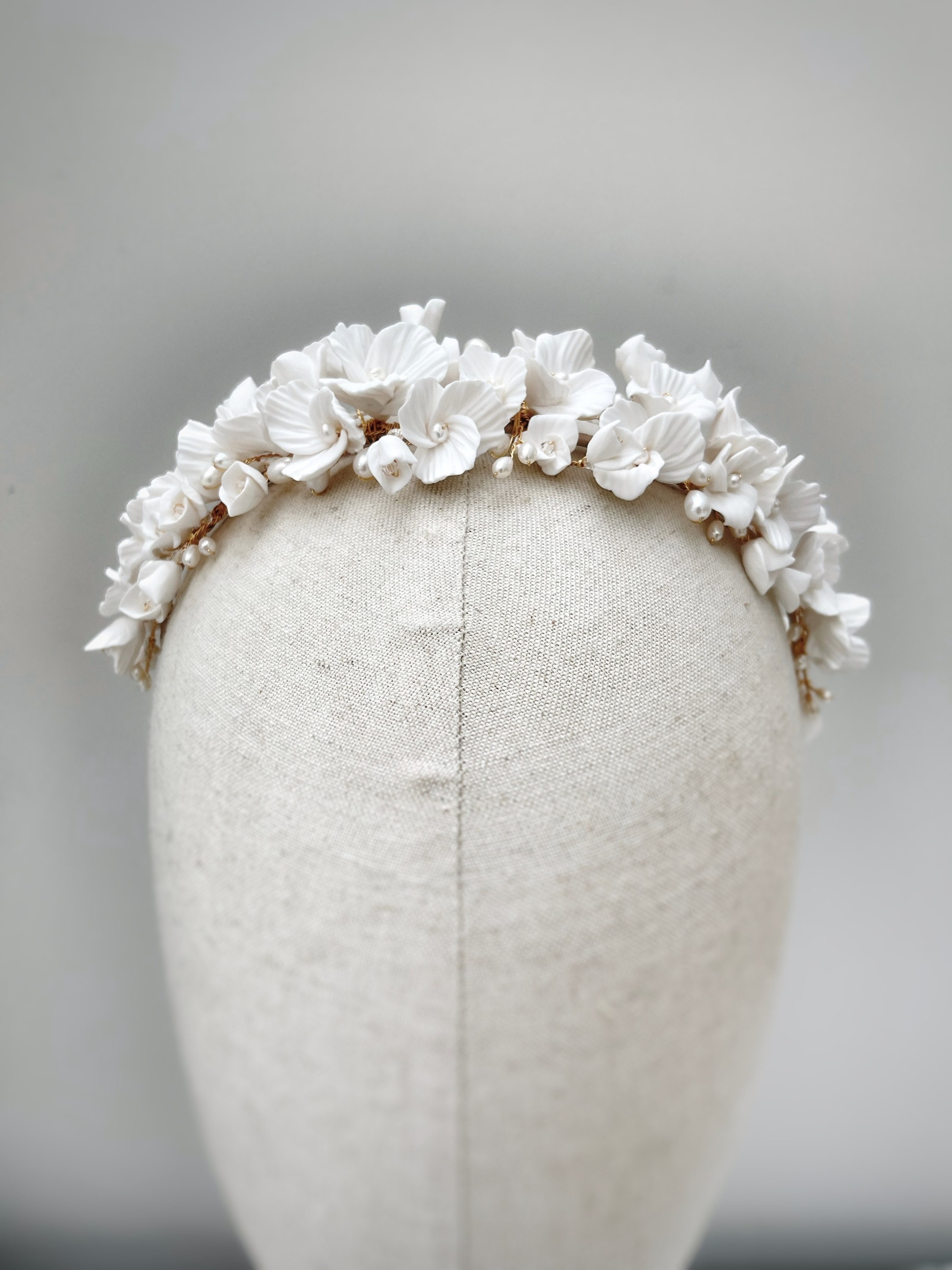 Floral Tiara, Clay Flowers Tiara, Floral Headpiece, Bridal Headpiece ...