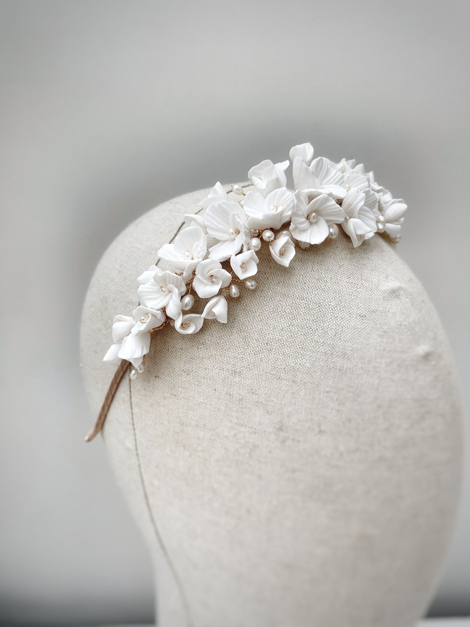 Floral Tiara, Clay Flowers Tiara, Floral Headpiece, Bridal Headpiece ...