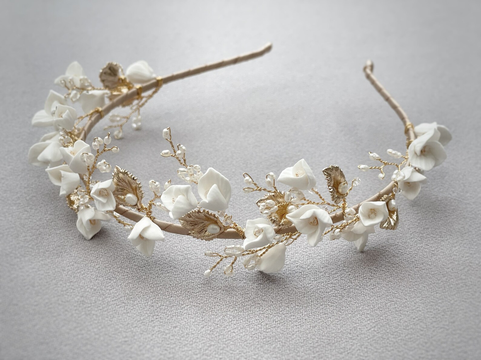 Floral Tiara Clay Flowers Tiara Floral Headpiece Bridal - Etsy UK