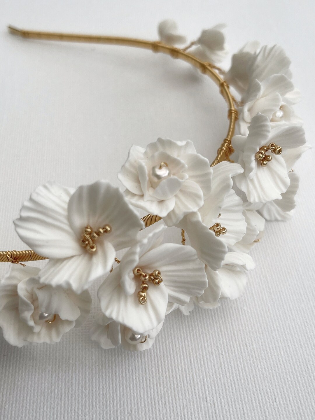 Floral Tiara, Clay Flowers Tiara, Floral Headpiece, Bridal Headpiece ...