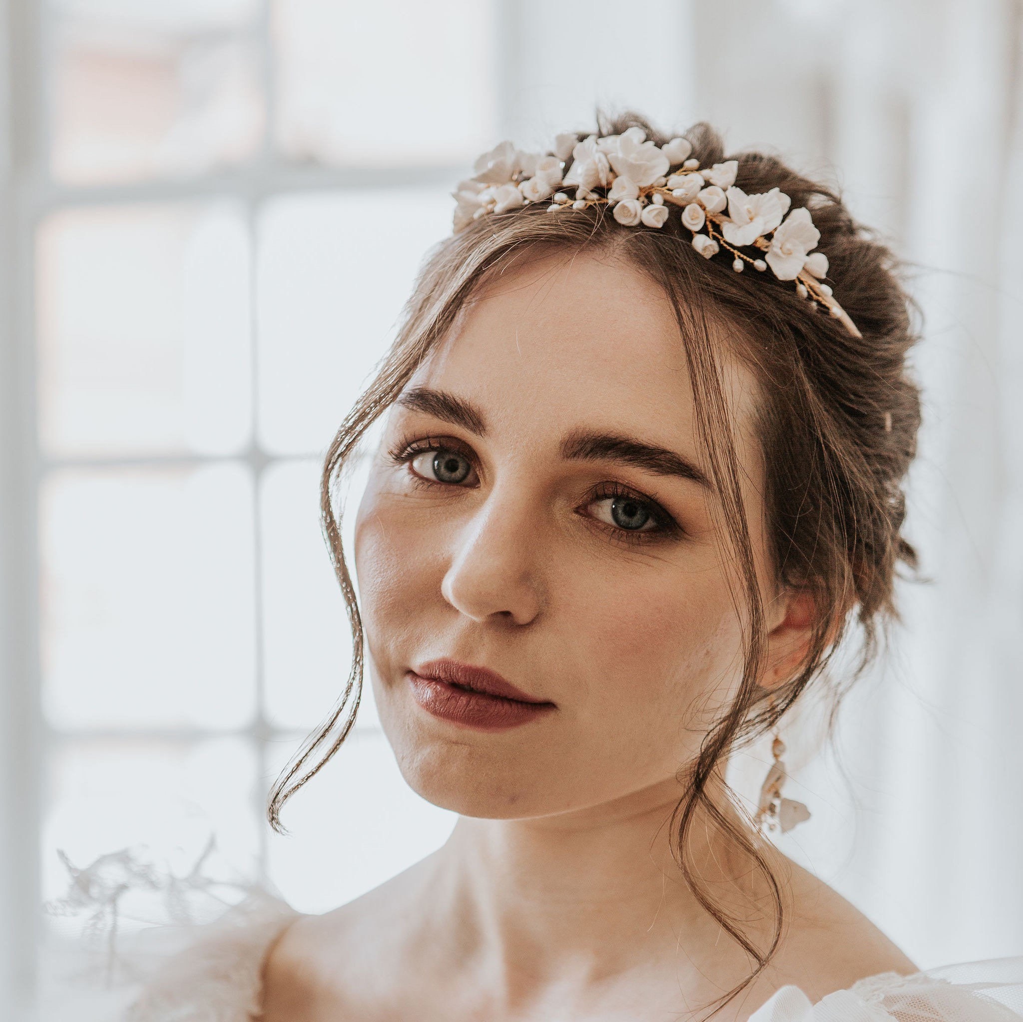 Floral Tiara, Clay Flowers Tiara, Floral Headpiece, Bridal Headpiece ...
