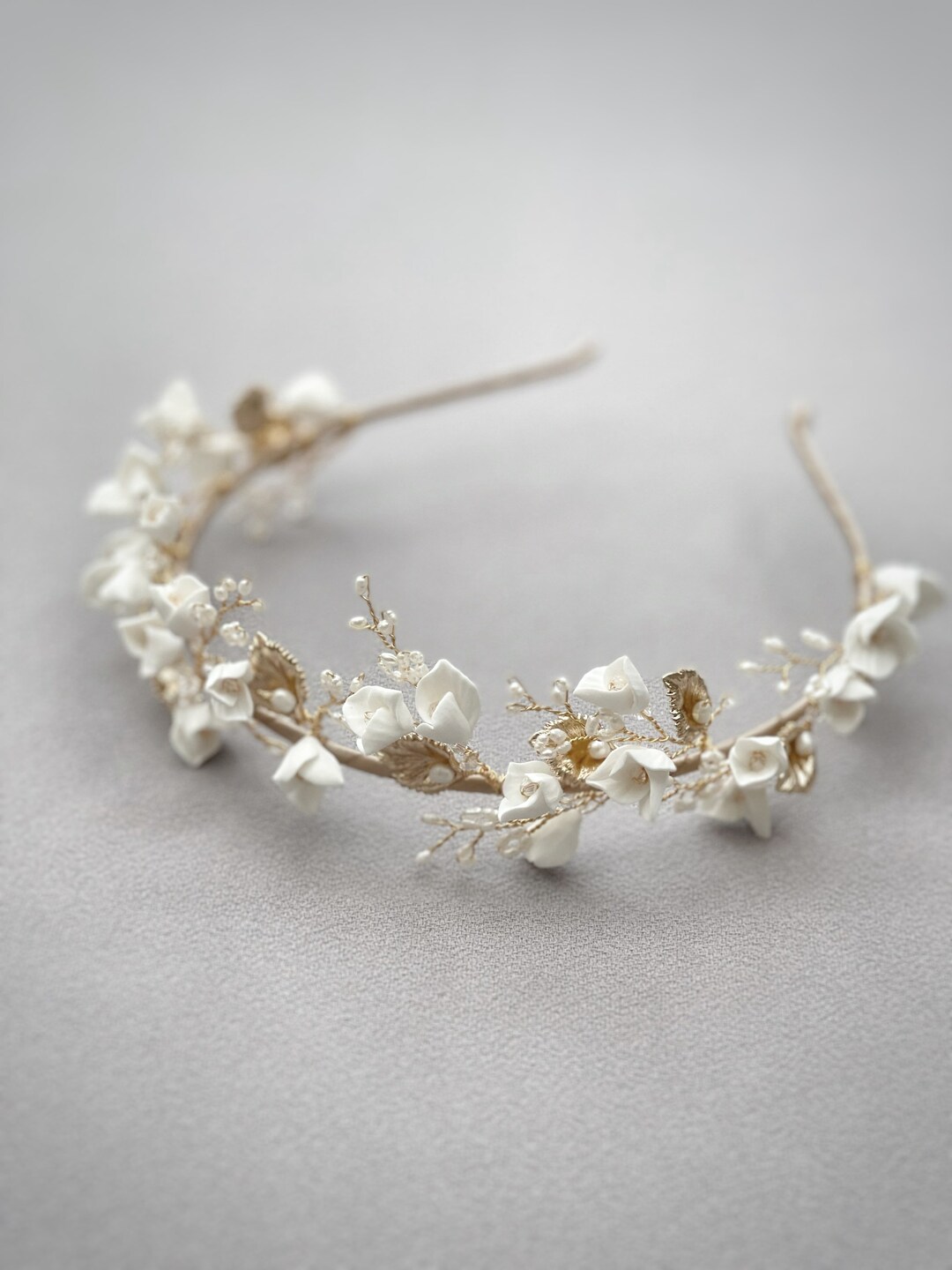 Floral Tiara, Clay Flowers Tiara, Floral Headpiece, Bridal Headpiece ...