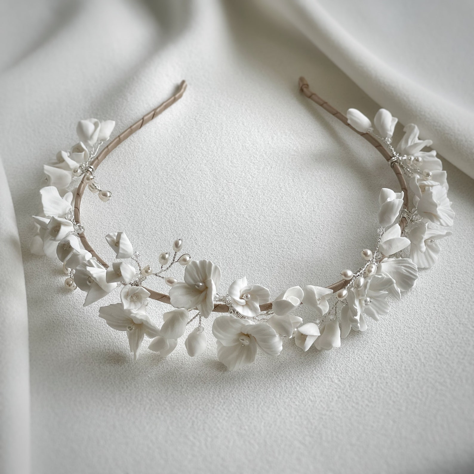 Floral Tiara Clay Flowers Tiara Floral Headpiece Bridal - Etsy UK