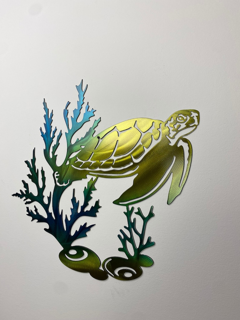 Sea Turtle Metal Art Sea Life on Reef Coral Wall Art Home Decor - Etsy