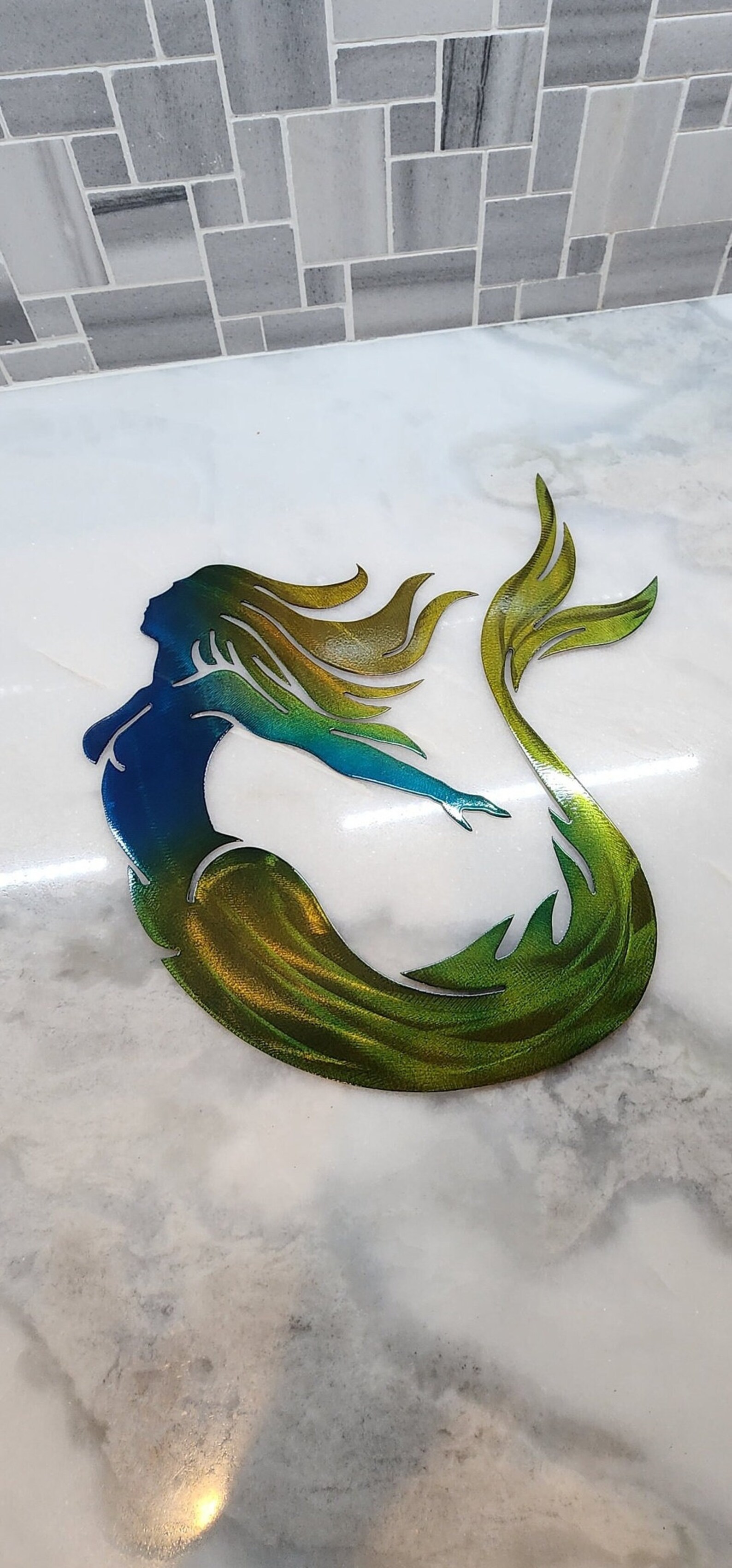 Swimming Mermaid Metal Wall Decor, Hanging Mermaid Wall Art, Sea Art ...