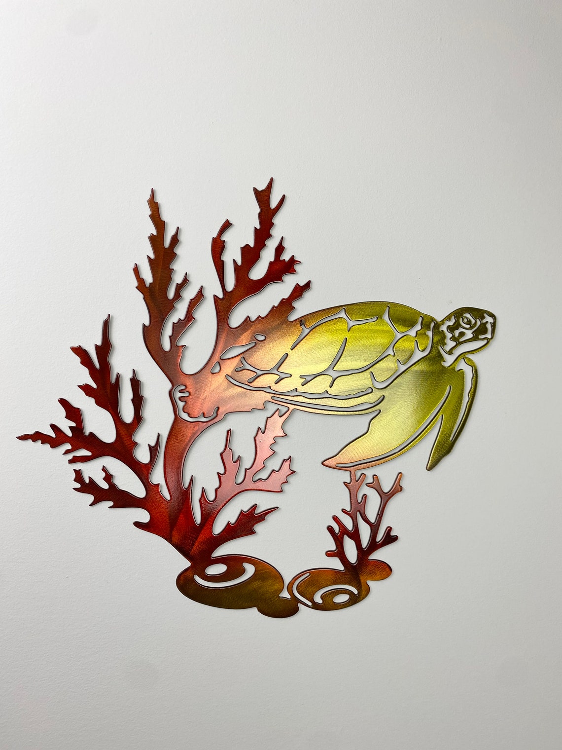 Sea Turtle Metal Art Sea Life on Reef Coral Wall Art Home Decor - Etsy