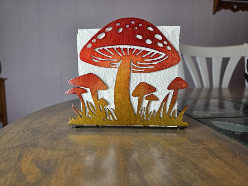 Mushroom Napkin Holder, Cottagecore Kitchen Decor, Rustic Woodland ...