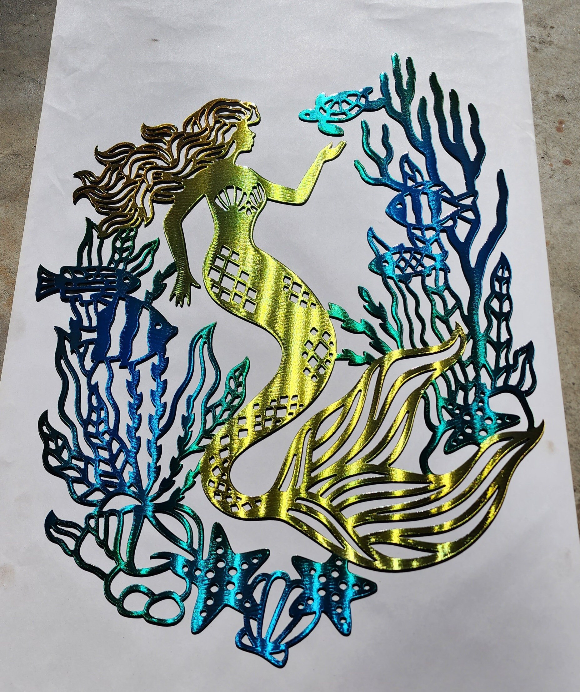 Mermaid Metal Wall Decor, Hanging Mermaid Wall Art, Sea Art, Sea Turtle ...