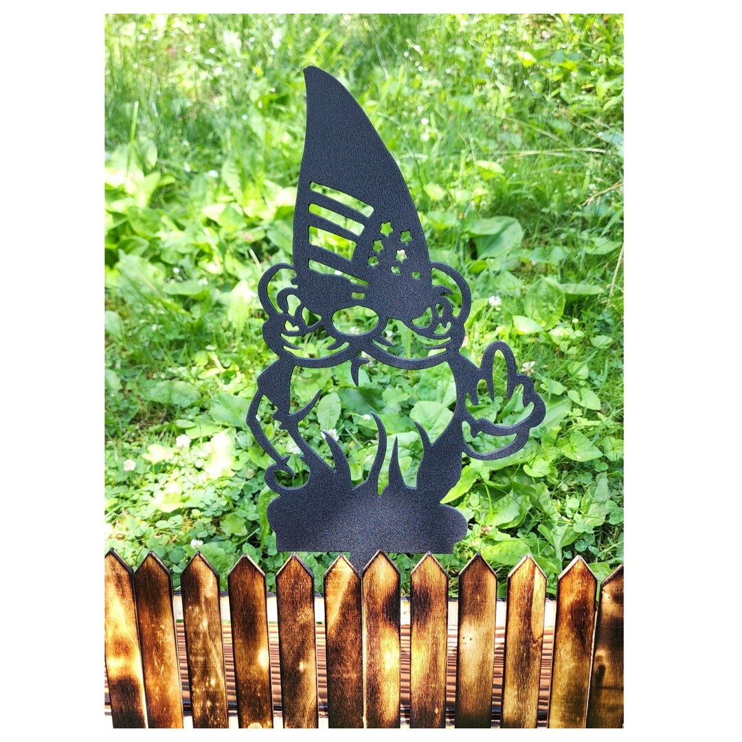 Middle Finger Metal Yard Gnome Stake - Etsy