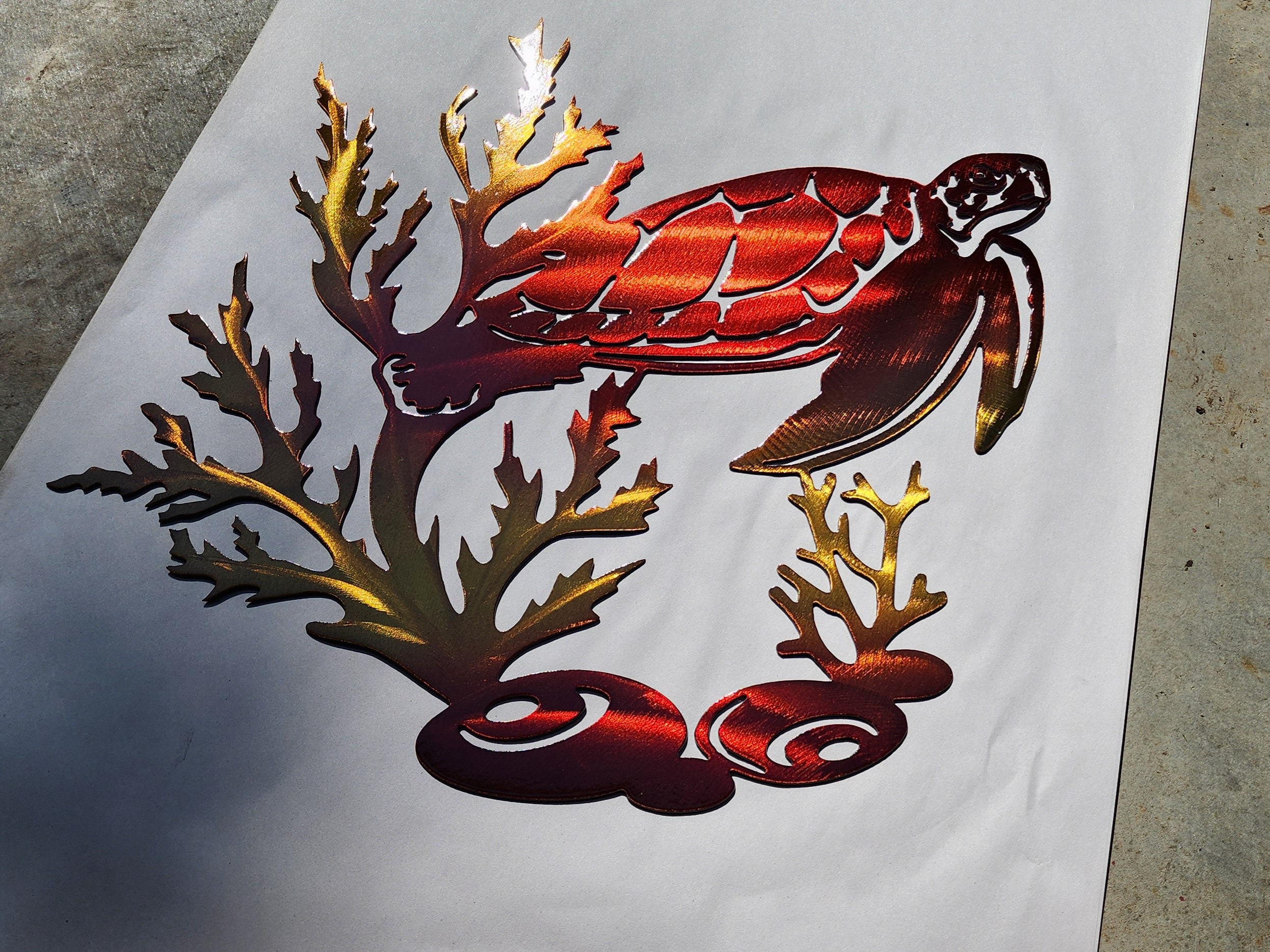 Sea Turtle Metal Art Sea Life on Reef Coral Wall Art Home Decor - Etsy