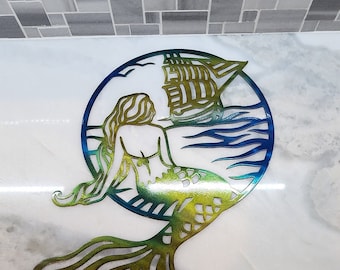 Mermaid Metal Wall Decor, Hanging Mermaid Wall Art, Sea Art, Sea Turtle ...