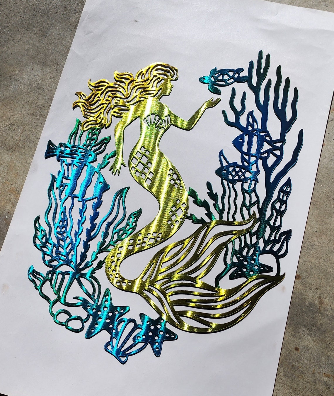 Mermaid Metal Wall Decor, Hanging Mermaid Wall Art, Sea Art, Sea Turtle ...