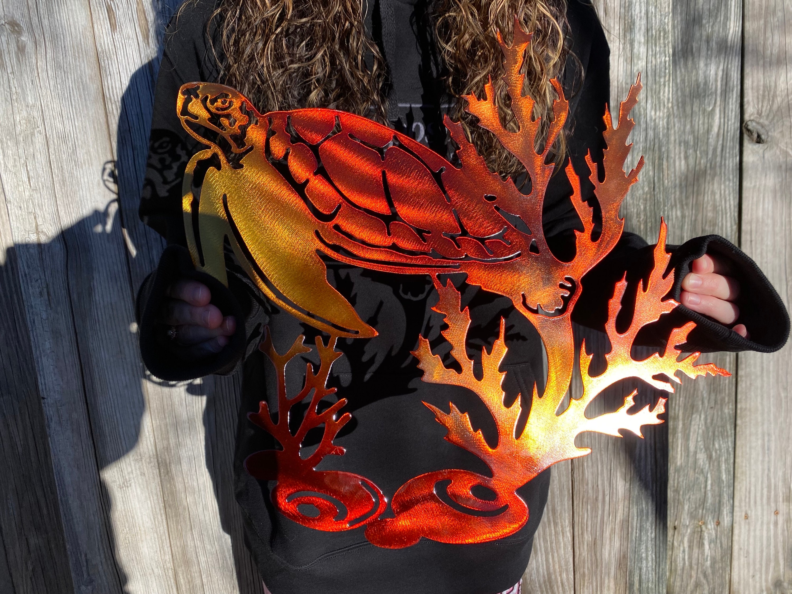 Sea Turtle Metal Art Sea Life on Reef Coral Wall Art Home Decor - Etsy