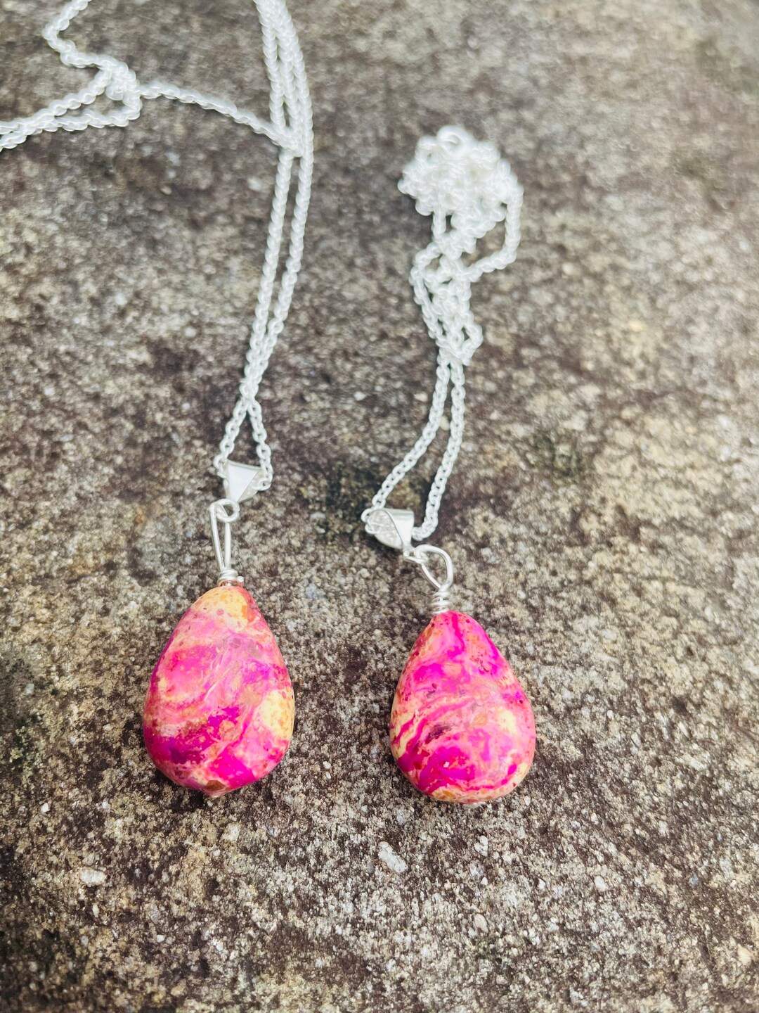 Crushed Flower Petal Tear Drop Bead - Sterling Silver - Memorial Gift ...