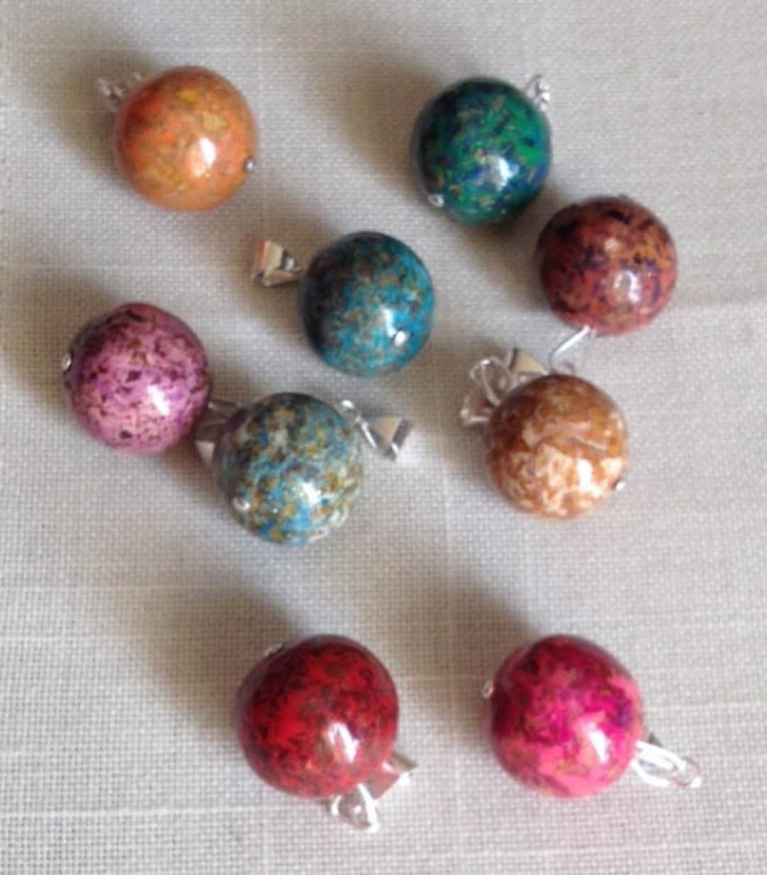 Handcrafted Keepsake Bead Pendant, Sterling Silver, Round Flower Petal ...