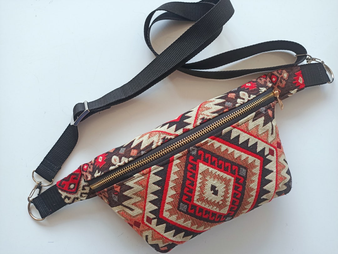 Boho Fanny Pack With Embroidered Fabric and Adjustable Strap Festival ...