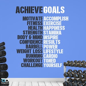 Achieve Goals. Premium Fitness Gym Motivational Wall Art Decal. Gym Art ...