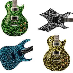 80's Metal Crackle Paint Selection Guitar/bass Skin Wrap Sticker Skins ...