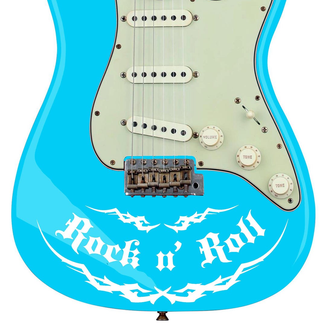 Custom Guitar Rock N Roll Decal Sticker Fits Guitars & Basses, 8 Colour ...