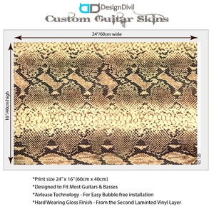 Pro Guitar/bass Skin Wrap Vinyl Decal Sticker the Rattler Snake Skin ...