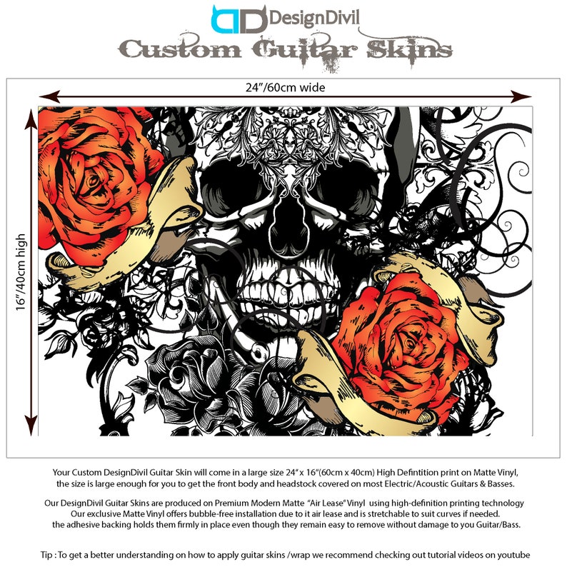 Guitar Skin Wrap Laminated Vinyl Sticker. Guitar Skin Vinyl Wrap Decal ...
