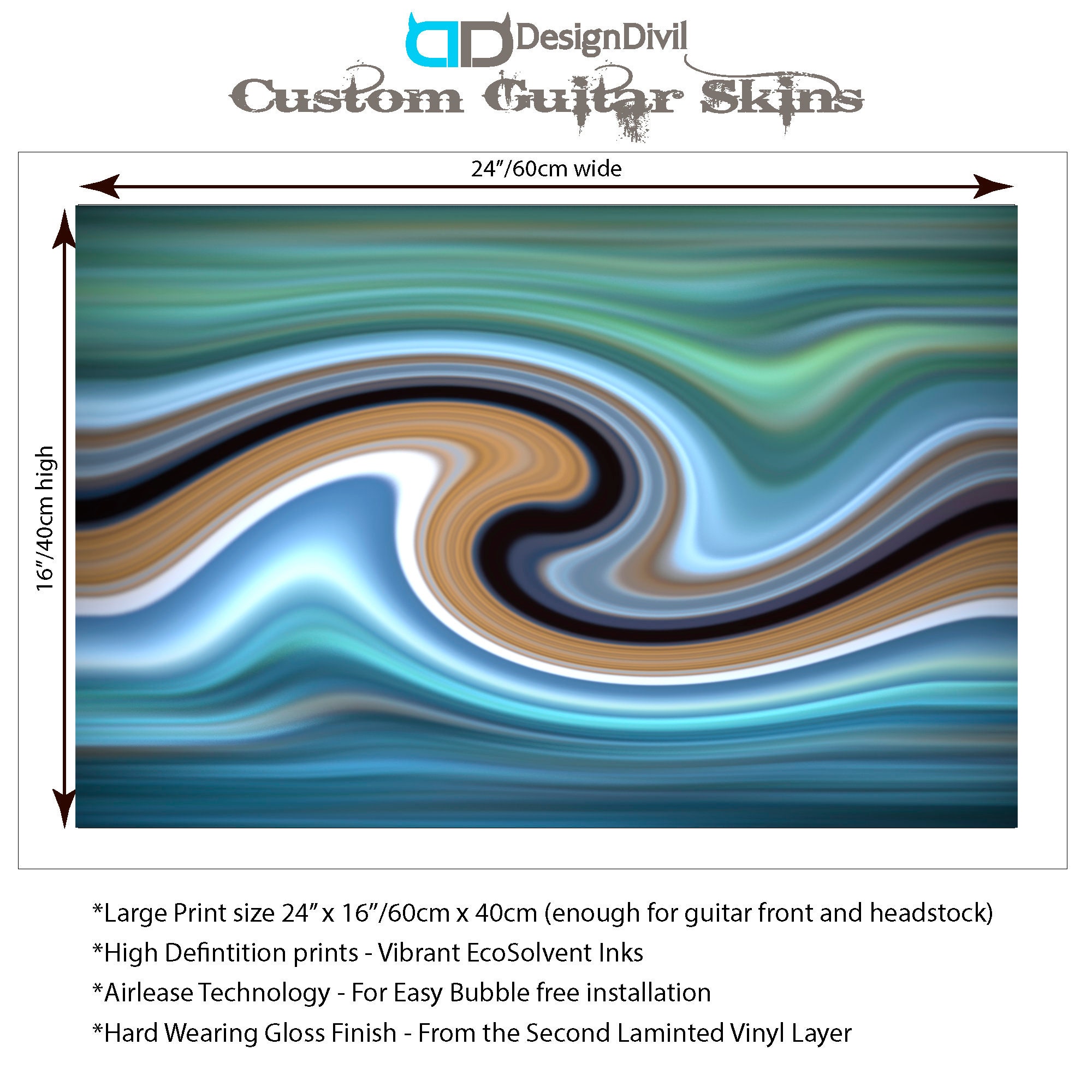 Guitar Skin Wrap Laminated Vinyl Sticker Decals for Guitar/bass Blue ...