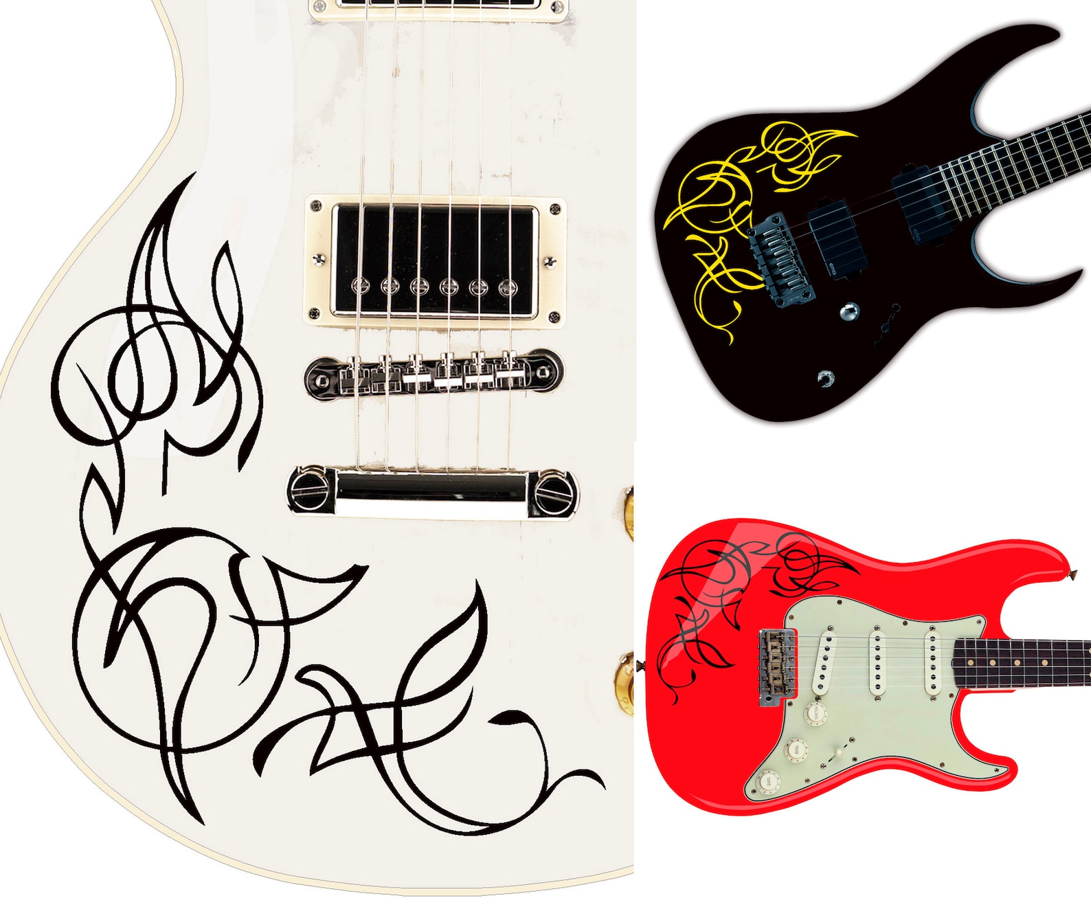 Custom Guitar Pin Stripe Swirl Decal Sticker Fits Guitars & Basses, 8 ...