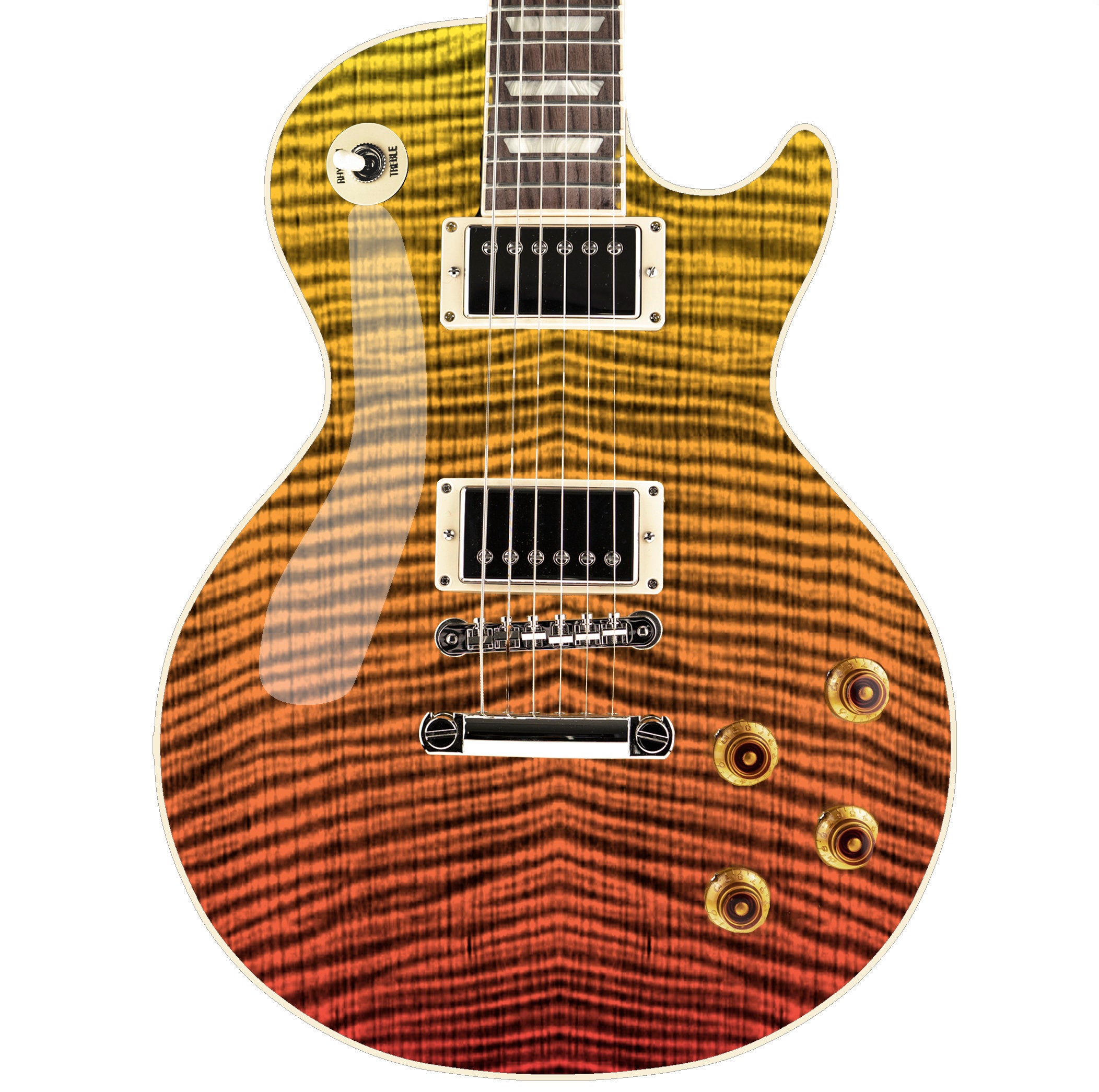 Guitar Skin Wrap Laminated Vinyl Decal Sticker the Tiger Fade Flamed ...